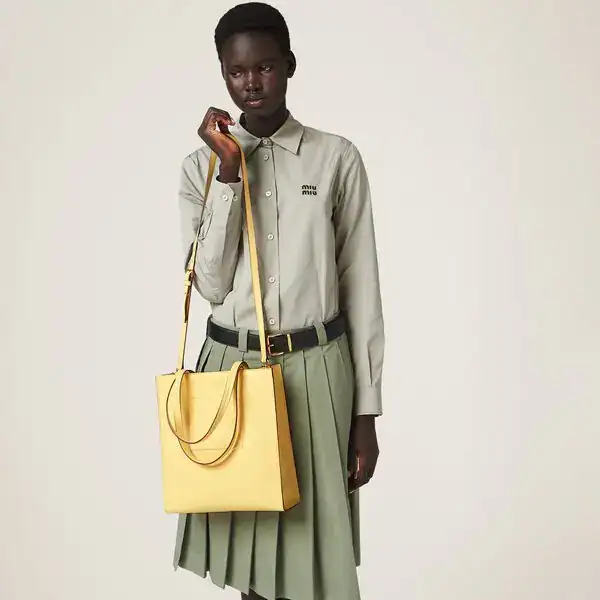 Miu Miu Madras Tote Bag - Lemon Yellow | Editorialist
